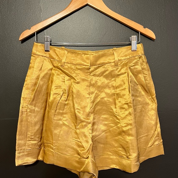 J. Crew | Shorts | J Crew Linen Blend Shiny Gold Shorts | Poshmark